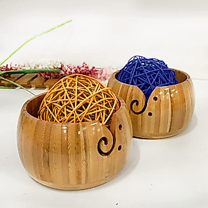 Wooden Knitting Bowl Handmade Needle and Thread Yarn Ball Storage Bowl Craft Knitting,Wool Knitting Storage Bowl for Knitting and Crochet (Varnish Pine)