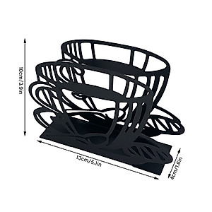 MAINFOR 2 Pcs Napkin Holders for Table, Black Farmhouse Kitchen Cocktail Dining Paper Napkin Holder, Stainless Steel Napkin Dispenser Holder (Coffee Cup Theme)