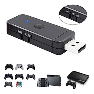 JZW-Shop Controller Adapter USB for N-Switch PS3 PC, Dongle Bluetooth Compatible with PS5/ PS3/ PS4/ Xbox 360/ Xbox One X/Wii U Pro/Windows PC/Switch Pro Controller Converter Adapter
