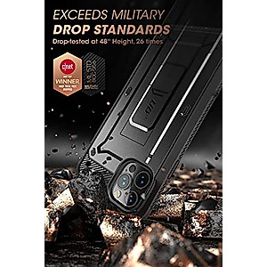 SUPCASE Unicorn Beetle Pro Series Case for iPhone 13 Pro Max (2021 Release) 6.7 Inch, Built-in Screen Protector Full-Body Rugged Holster Case (Black)