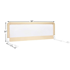 Costzon Bed Rail for Toddlers, 2 PCS Extra Long Swing Down Safety Bed Guards w/Straps for Convertible Crib, Kids Twin, Double, Full Size, Queen & King Bed, Folding Bed Rails for Baby (59-Inch, Beige)