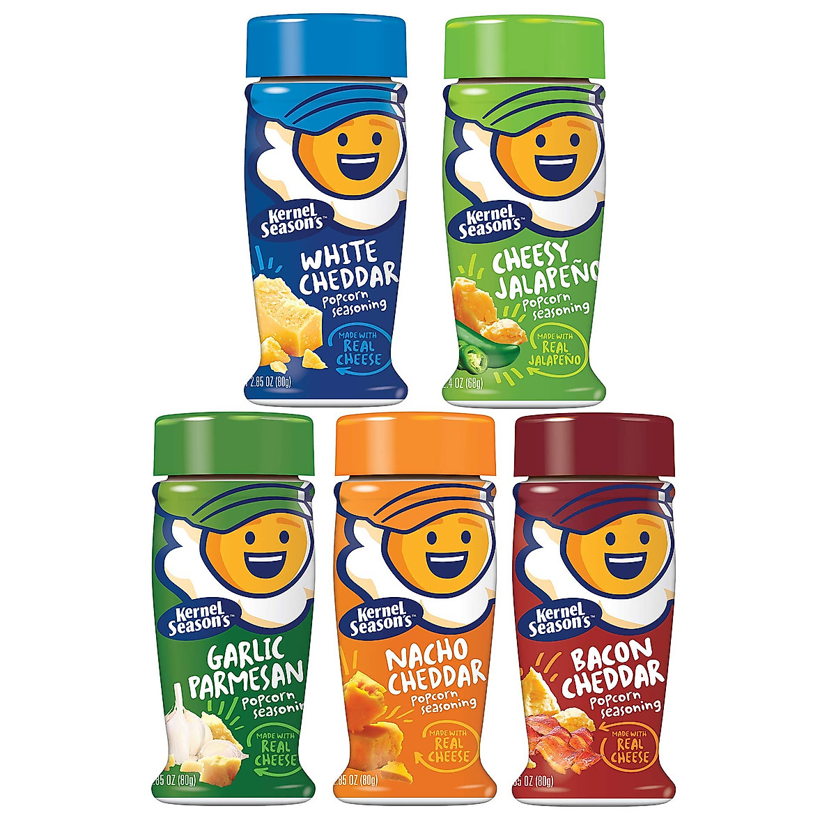 Kernel Season's Popcorn Seasoning, Cheese Lovers Complete Set - includes 5 Flavors, Each Bottle 2.7 oz