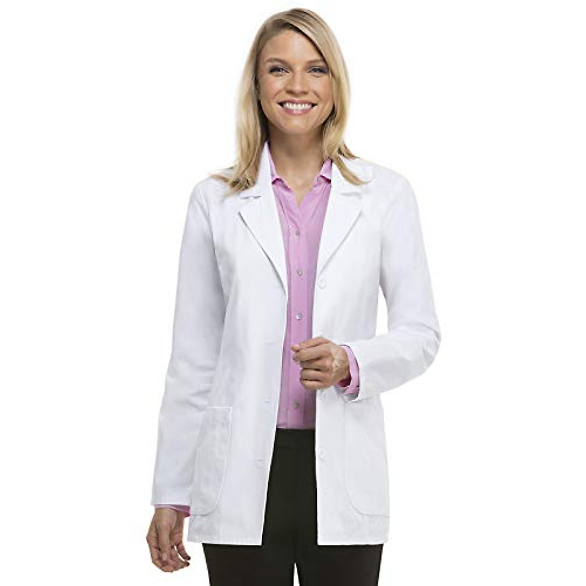 Dickies Womens 29 Inch Notched Collar Lab Coat, White, Small US