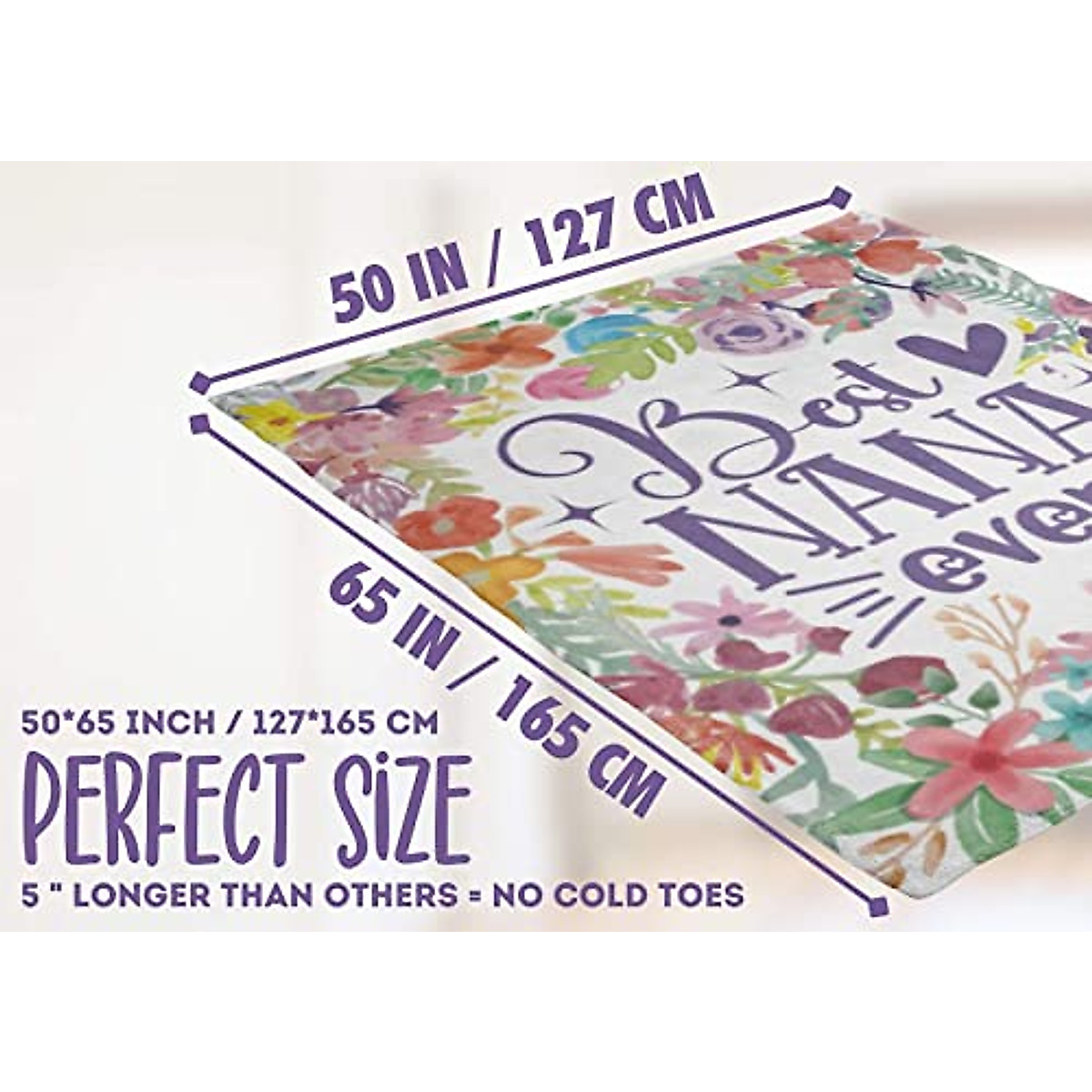 InnoBeta Nana Throw Blanket - Best Nana Ever Flowers - Nana Gifts Flannel Blankets on Mother's Day, Christmas, Birthday, Thanksgiving - 50" x 65"