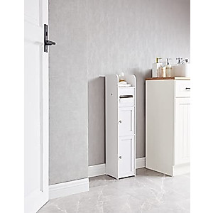 Kings Brand Furniture - Small Bathroom Storage Cabinet with 2 Doors & 3 Shelves, Toilet Paper Storage Stand, White