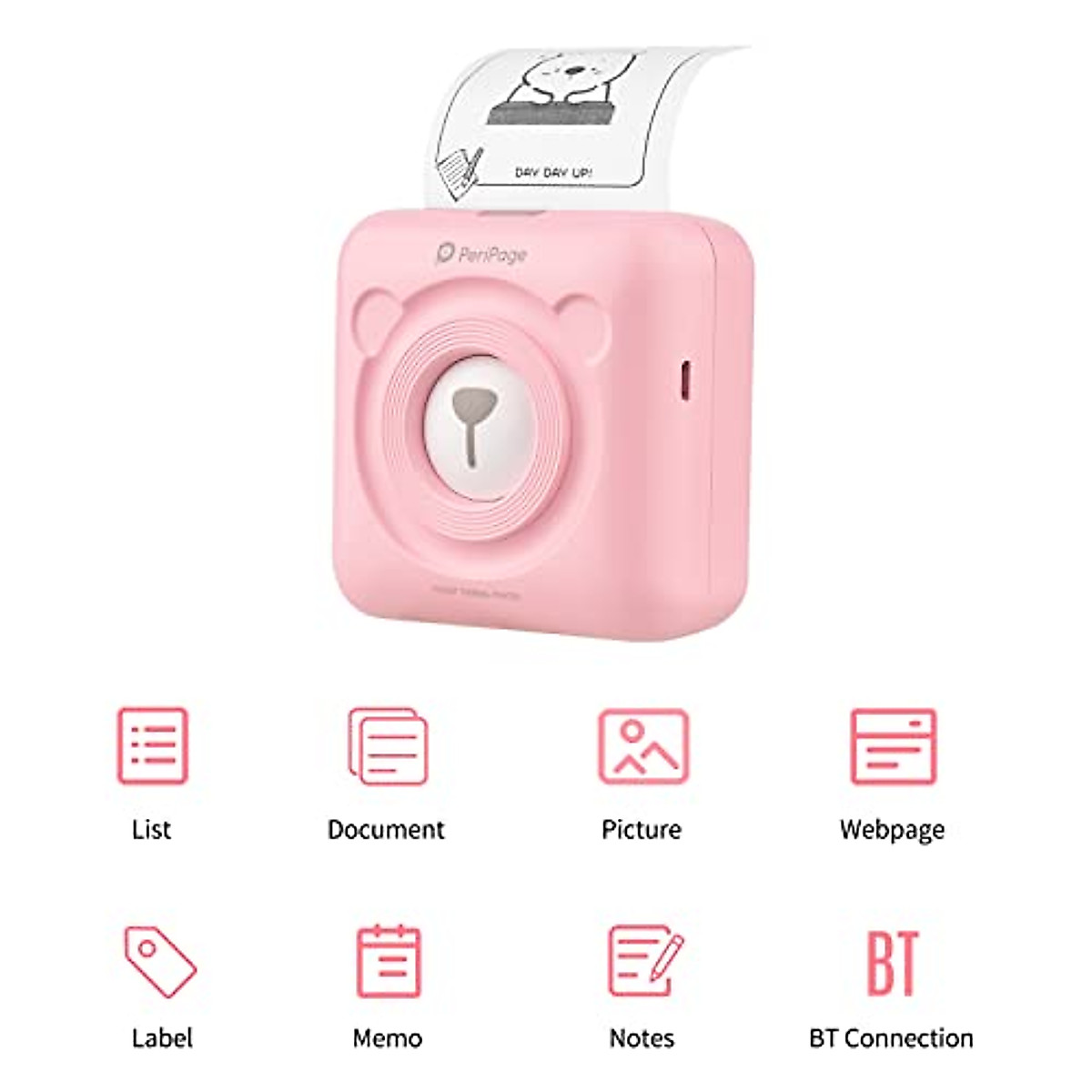 BISOFICE A6 Mini Pocket Printer Wireless BT Thermal Printer Picture Label Memo Receipt Paper Printer + 9 Rolls Color Thermal Paper + 3 Rolls Adhesive Sticker Paper 57 * 30mm