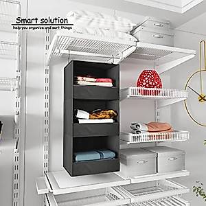 Aikebhc 2 Pack Hanging Closet Organizers and Storage, 3-Shelf Hanging Storage, Collapsible Wardrobe Storage Organizer for Bedroom Bathroom Storage Room RV Camper, Black