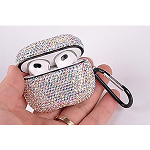 Sparkly Case Compatible with AirPods 3rd Generation with Keychain,Shockproof Protective Premium Bling Rhinestone Cover Skin for AirPods 3 Charging Case (AB not Pro)