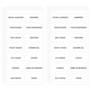 140pcs Clear Bathroom Labels Beauty Organization Labels Waterproof Body Wash Shampoo Dispenser Sticker Skin Care Bottle Stickers for Lotion Cream Cosmetic Travel Bottles Labels
