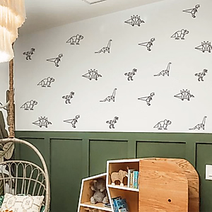 QUCHENG Dinosaur Wall Decals Animal Boys Bedroom Stickers Removable Decor Nursery Kids Room Modern Stylish Murals DIY Cute Decorations 5 Sheets