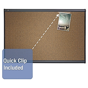 Quartet Prestige Colored Cork Bulletin Board, 36 x 24, Brown Surface, Graphite Gray Fiberboard/Plastic Frame