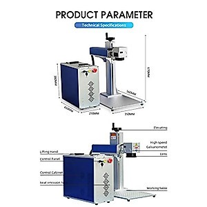 US Stock 50W JPT Fiber Laser Engraver Machine Fiber Laser Marking Machine Engraving Machine 175×175mm Lens with Rotary Axis Compitable with Lightburn