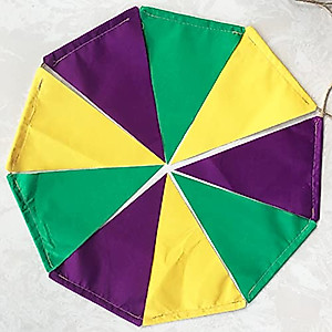 Uniwish Pre-Strung Gold Purple and Green Pennant Banner for Mardi Gras Decorations New Orleans Baby Shower Birthday Bachelorette Party Supplies