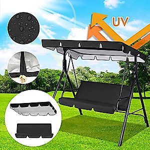 Canopy Swing Top Replacement 2 Seater, Outdoor Glider Canopy, Outdoor Patio Swing Canopy Replacement Top Cover for 2/3-Seater-Swing Chair All Weather Protection Porch Swings