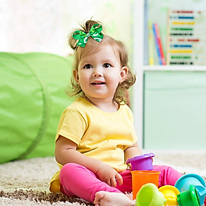 6 Pieces St. Patrick's Day Hair Bows Clips Barrettes Irish Green Shamrock Clover Hair Alligator Clips Ribbon Hair Bows Hairpin Accessories for Girls Kids Women St Patrick's Day Party Decorations