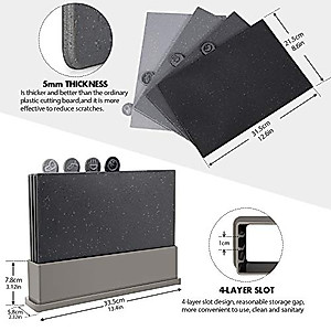 MASTERTOP Cutting Board Set for Kitchen Holder - Index Plastic Chopping Board Set of 4, BPA Free, No Slip, Dishwasher Safe, Thicker Cutting Boards With Draining Rack Organizer, 1 Pair of Scissors