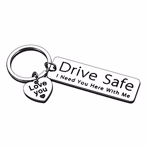 Drive Safe Keychain for Him Men Boyfriend Husband Birthday Father's Day Gifts Dad from Son Daughter Wife Girlfriend Brother Sister Birthday New Driver Gifts for Him Her Stocking Stuffers
