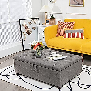 Giantex Ottoman Folding Bed, Fold Out Sleeper Bed with Mattress, Convertible Chair into Sofa Bed, Couch Sleeper w/Steel Frame, Dual Use Guest Bed Lounge Bed, Living Room Bedroom Office (Grey)