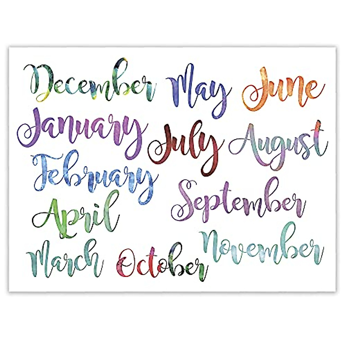 Watercolor Months, Watercolor Stickers, Watercolor Numbers, Watercolor Days of the Week, Sticker Kit, Sticker Set, Sticker Pack