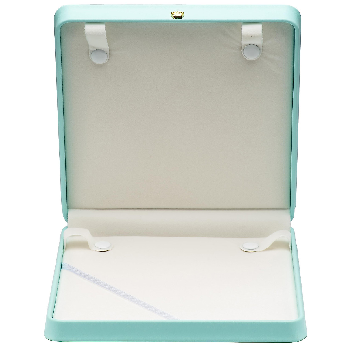 COWFEX Long Pearl Chain PU Necklace Gift Box Display Case Storage Holder (Blue)