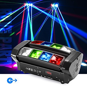 Spider Moving Head Lights, HAKUTA LED Stage Light RGBW 4-in-1 LED Moving Head Light, Compatible DMX-512 with 4 Control Modes for Parities, Concert, Performance Stage, Club, Bar and Wedding Ceremon