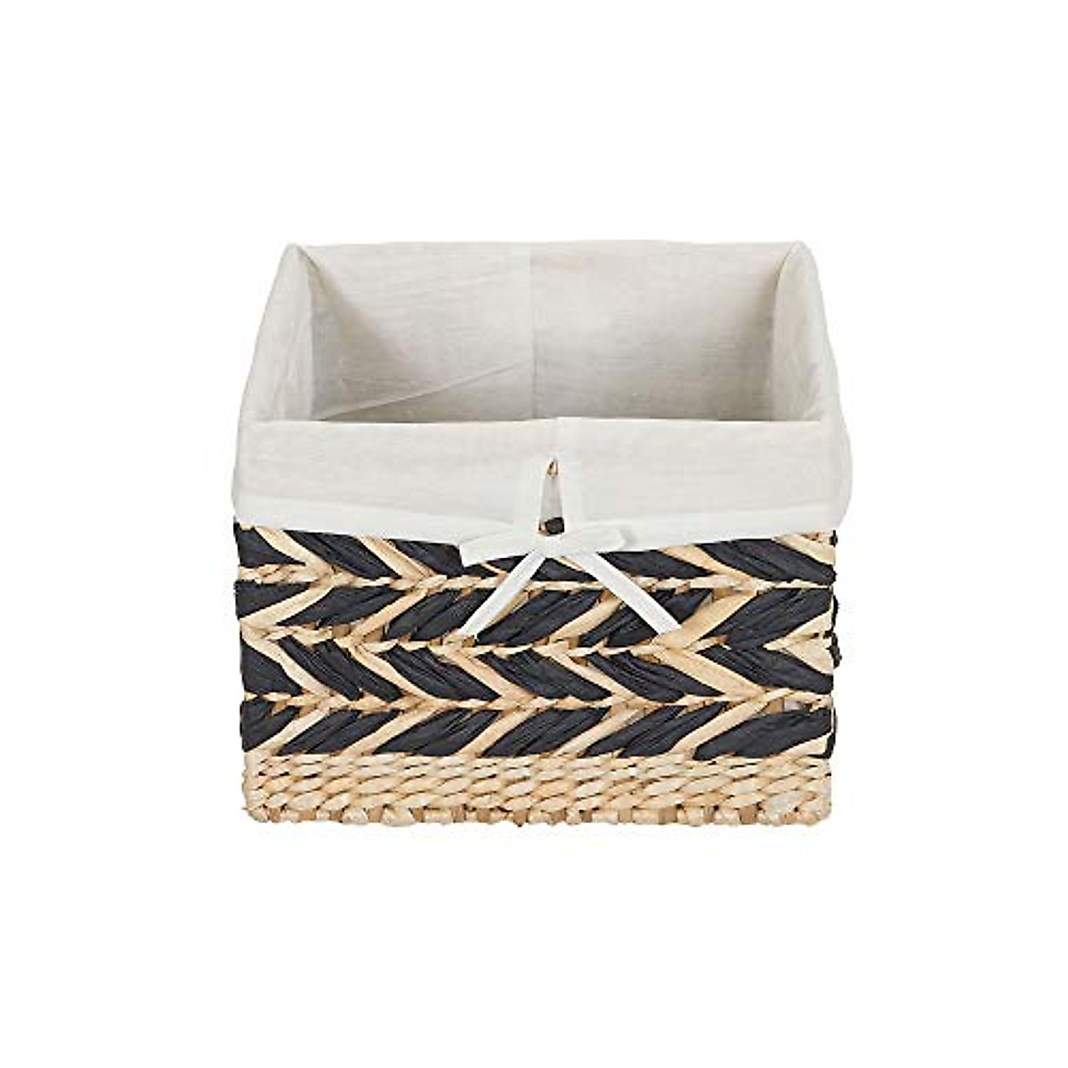 Household Essentials Brown Rectangle Woven Wicker Storage Basket with Liner | Black