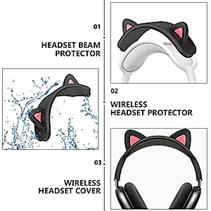 EXCEART Headphone Headband Covers Cat Ear Headset Headband Protector Silicone Headband Cushions Compatible for AirPods Max ( Black )