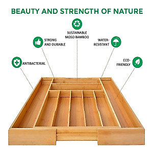 Kitchen Drawer Organizer - 9 Section Expandable Silverware Tray Utensil Organizer Cutlery Holder for Home Kitchen Supplies Storage Box