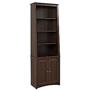 PREPAC Espresso Tall Slant-Back Bookcase with 2 Shaker Doors