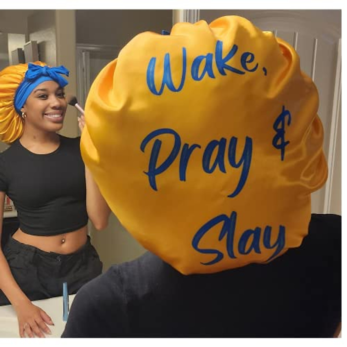 Sigma Gamma Rho Paraphernalia; Satin Bonnet, Satin Pillowcase and Satin Head Scarf - 3 Piece Set; Hair Bonnet for Sleeping