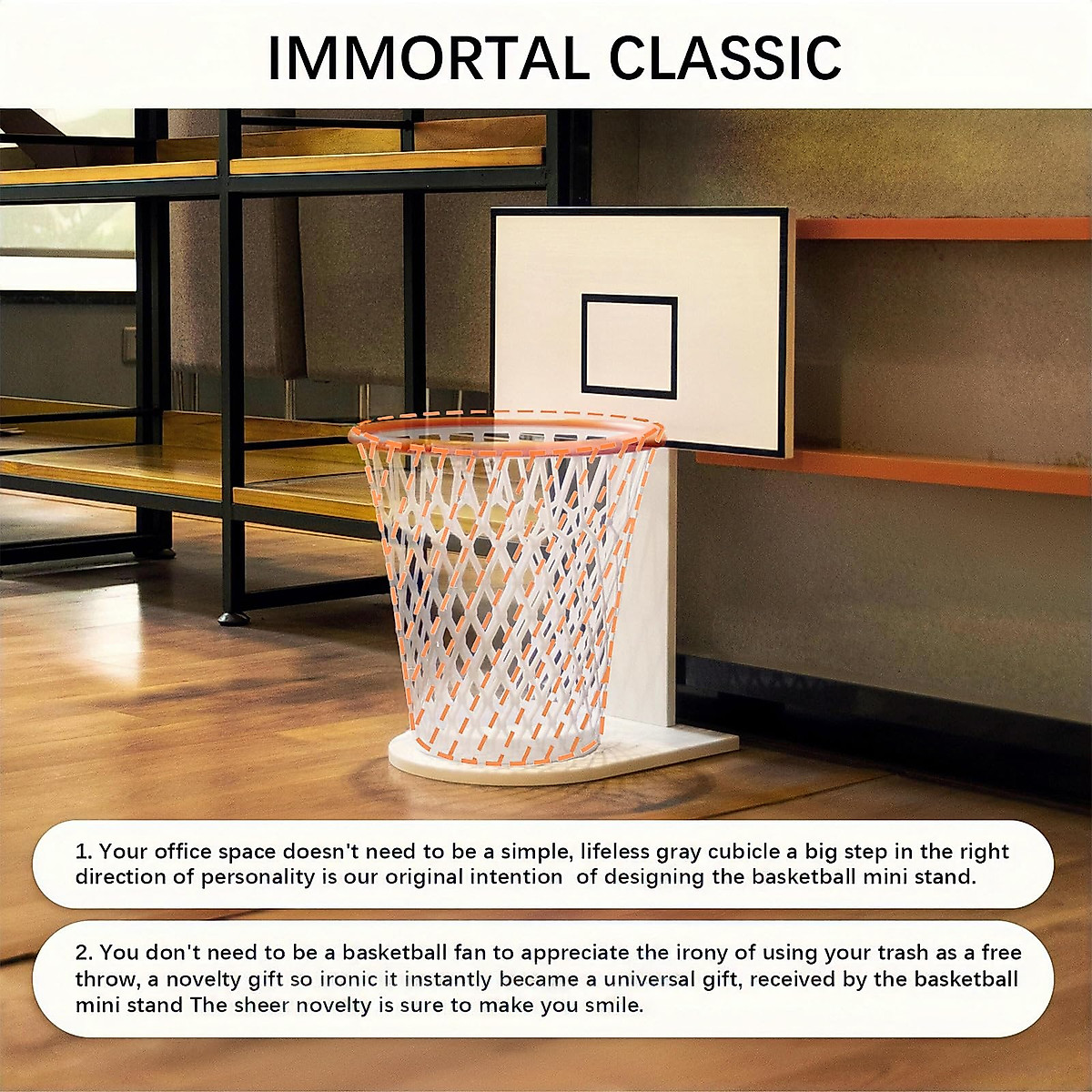 MORNING SUN Basketball Trash Can Holder, Basketball Trash Can Wooden Display (Excluding Trash Can), Garbage Bin Basketball Hoop for Home Office Kitchen Living Room