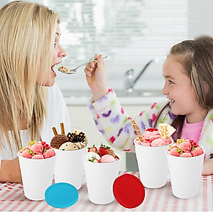 WOPPLXY 6 Pack Ice Cream Containers, 8Oz Freezer Storage Tub with Silicone Lids, Reusable Ice Cream Storage Containers for for Homemade Ice Cream, Sorbet, Dessert - Blue, Red, Green, Orange