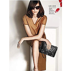 LaRechor Small Crossbody Purse for Women Rivets Clutch Handbag with Tassel Zip & Wrist Strap Bag