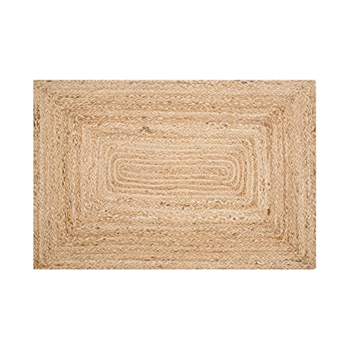 Jute Braid Natural Rug 2X3' -Natural Linen Color, Hand Woven & Reversible for Living Room Kitchen Entryway Rug,Jute Burlap Braided Rag Rug 24x36 inch,Farmhouse Rag Rug, Rustic Rug,Natural Look Rug