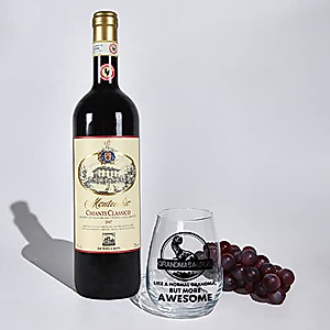 Waipfaru Grandmasaurus Like a Normal Grandma But More Awesome Stemless Wine Glass, Funny Grandma Wine Glass, Ideal Christmas Birthday Gifts for Grandma Grandmother Granny Mom Friends Women Her, 15Oz