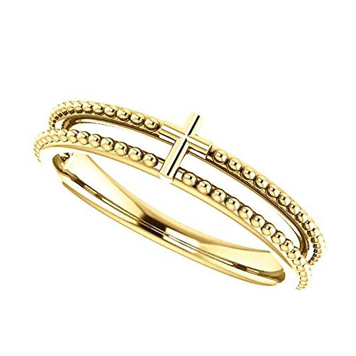 Eliana and Eli 14K Yellow Gold Milgrain Stackable Cross Ring- Inspirational Christian Faith, Love, Hope Jewelry- Wedding Engagement Promise Band - Ring Size 4-9 (9)