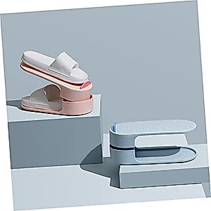 DIKACA Saving Rack for Slipper Sneakers High Hanger Blue Deck Organizer Low Units Layer Adjustable Free Organizers Easy Space Storage Sandals Slots Stacker Shoe Holder Organization