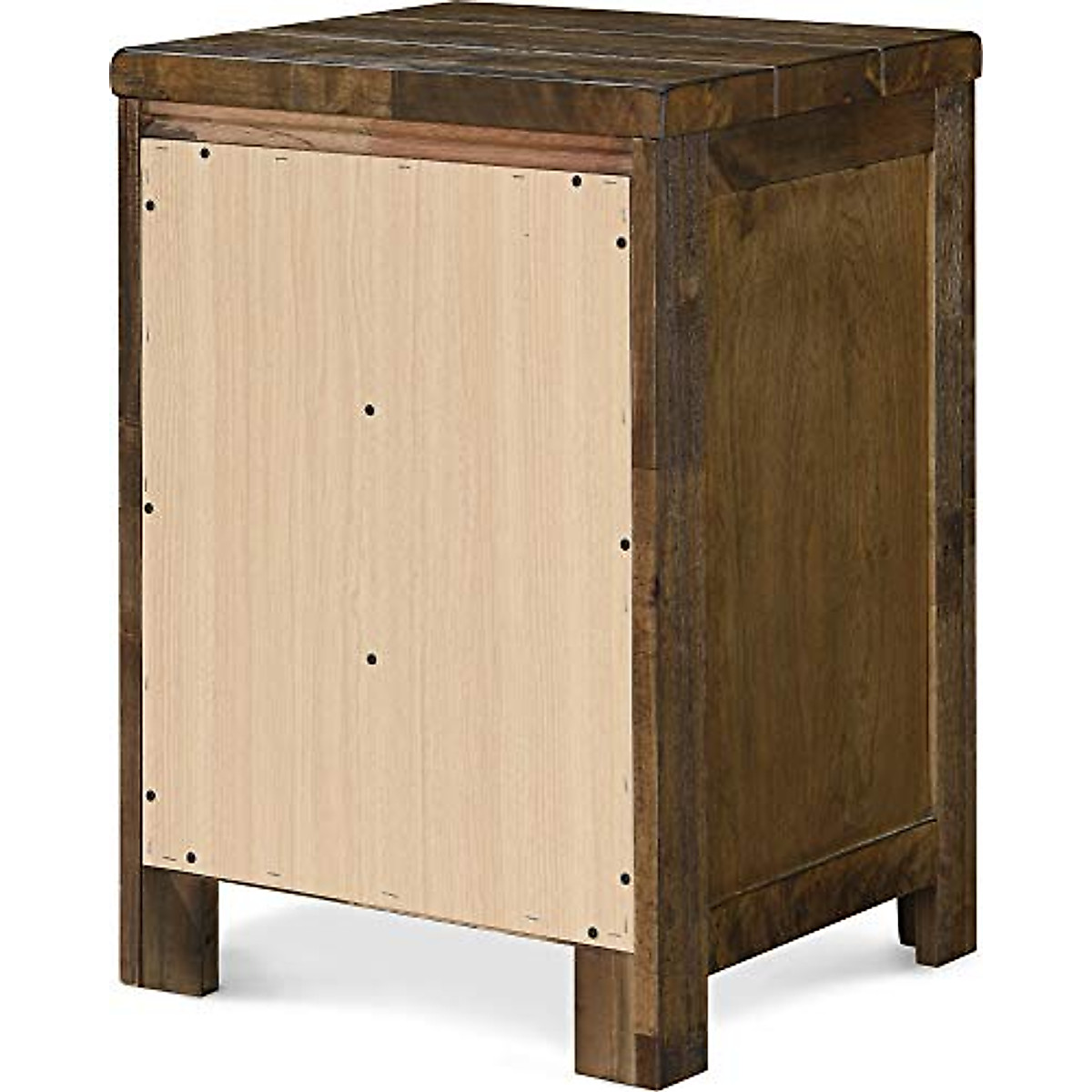 Finch Stratford Farmhouse Wooden Nightstand with 2 Drawers, Bedside End Table, Space Saving Design, Rustic Brown