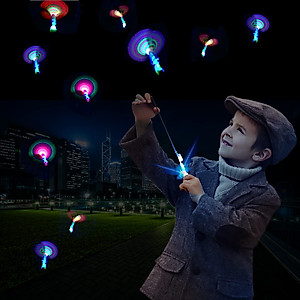 Habelyi 25PCS Amazing Led Light Arrow Flying Toy for Kids Party Fun Gift Elastic Slingshot Flying Copters Birthdays Day Summer Outdoor Game