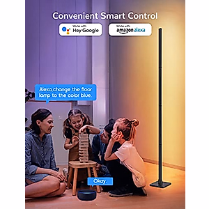 Smart Floor Lamp, ibaye LED Corner Floor Lamp, 16 Million Colors, DIY & Scene Mode, Music Sync, Work with Alexa, Google Assistant, and WiFi APP, Modern Floor Lamp for Living Room, Bedroom, Gaming Room
