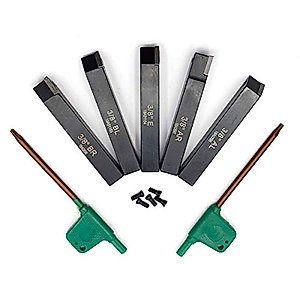OSCARBIDE 3/8"Mini Indexable Carbide Lathe Turning Tool Holder Metal Lathe Tools Inserts Bits with Carbide Inserts TCMT110204(TCMT21.51),5 Pieces/Set