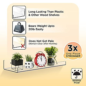 ACRADEC Acrylic Shelves for Wall Set of 4, 15” x 4” - Spacious Clear Shelves with Mounting Kit - Easy to Install, Versatile & Sturdy Shelfs - Funko Pop Shelves Perfect for Decoration & Storage