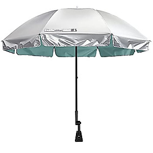 Prospo Beach Chair Umbrella with Universal Adjustable Clamp, UV Protection Sunshade Umbrella for Outdoor, Strollers, Wheelchairs, Patio Chairs, Bleacher, and Golf Carts