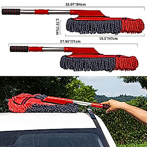 Soft Microfiber Car Duster Exterior Scratch Free Multipurpose Duster with Extendable Handle Duster for Car, Truck, SUV, RV and Motorcycle