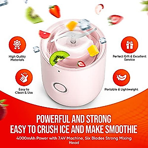 Bojurgle Portable Smoothie Blender, Personal Size Juice, with Powerful Motor & 2200mAh Rechargeable Battery, Food Mixing Machine