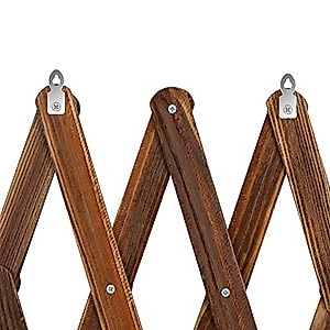 TRSPCWR 2 Pack Accordion Wall Hanger, Expandable Coat Rack Wall Mounted, Solid Wooden Wall Hat Rack, Wood Hat Hanger for Hanging Coat, Hats, Caps, Mugs, 10 Peg, Brown