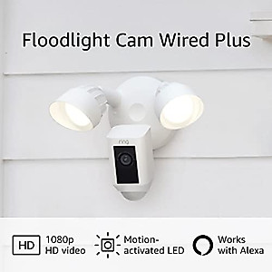 Ring Floodlight Cam Wired Plus with motion-activated 1080p HD video (2021 release), 2-pack, White