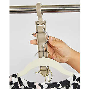 HOME-X Multifunctional Vertical Hanger, Closet Organizer, Space-Saving Shirt and Pants Hanger, Cascading Hooks for Hangers, 9 ½" L x 2" W x ¾ H, Set of 2, Black, Brown