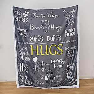 Piwaka Hug Blanket Gifts for Loved One - Cosy Sherpa Fleece Blanket in Grey | Machine Washable Plush Blankets - Heartwarming Gifts | Sentimental Gifts | Get Well Soon Gifts for Women | Get Well Gifts