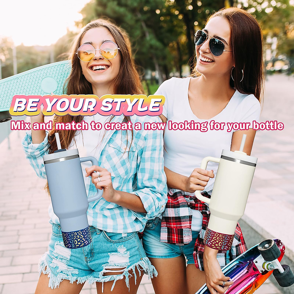 WK IEASON 2 Pcs Tumbler Bottom Protector Boot for Stanley Quencher Adventure 40oz & Stanley IceFlow 20oz 30oz and Compatible with Hydro Flask Water Bottle 12oz 21oz 24oz